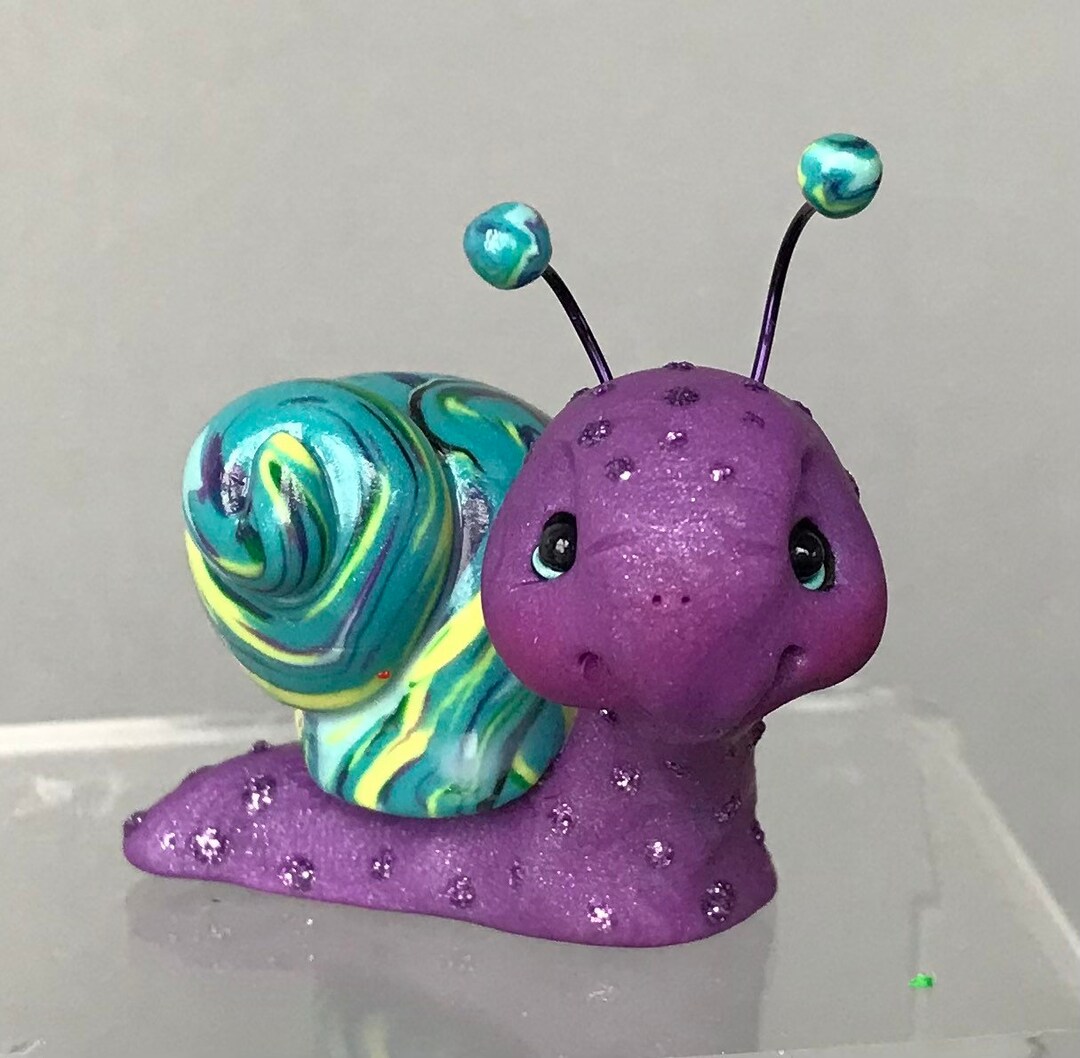 Snail - Polymer Clay Figurine - Sculpted Clay Snail Figure - Miniature ...
