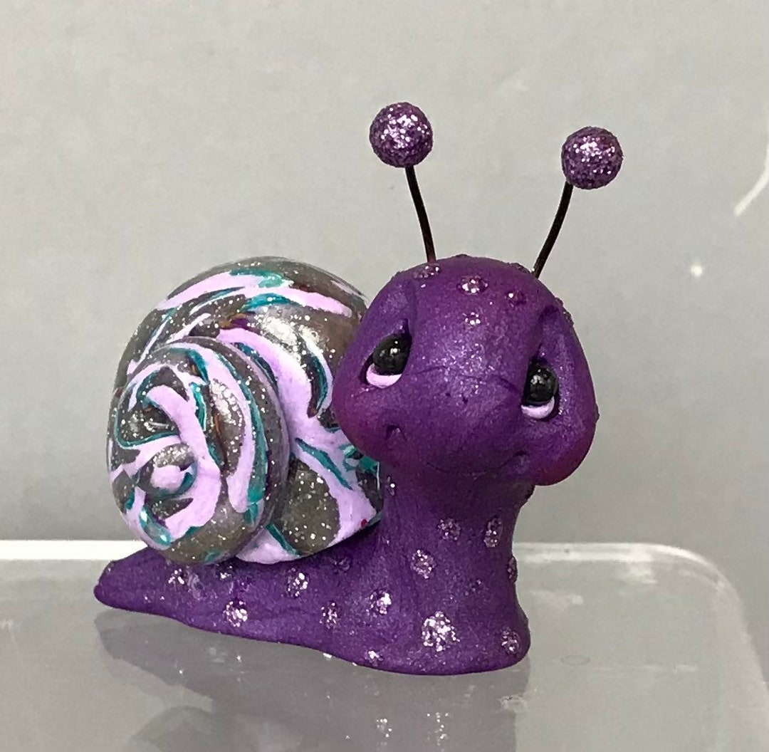 Snail - Polymer Clay Snail Figurine - Sculpted Clay Keepsake - OOAK ...