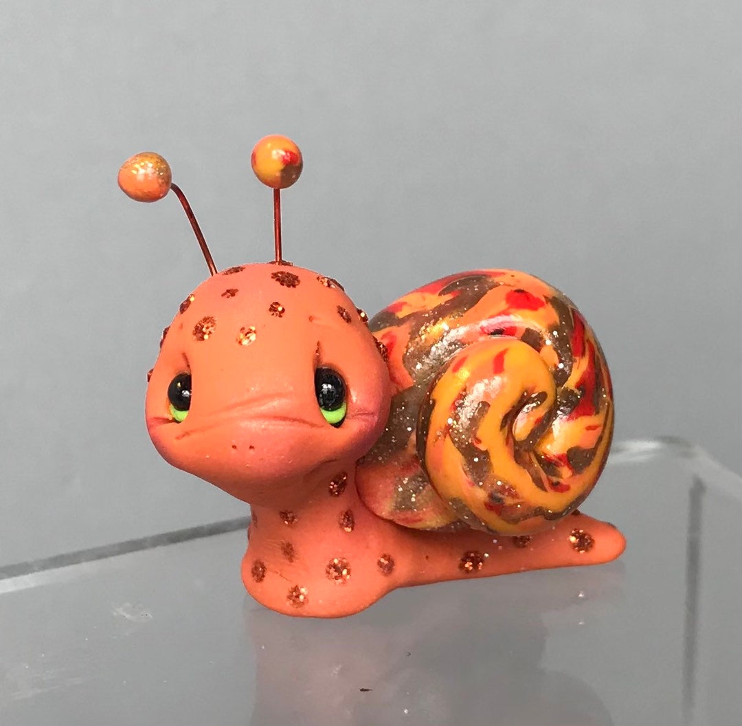 Snail Polymer Clay Snail Figurine Sculpted Clay Keepsake OOAK Miniature ...