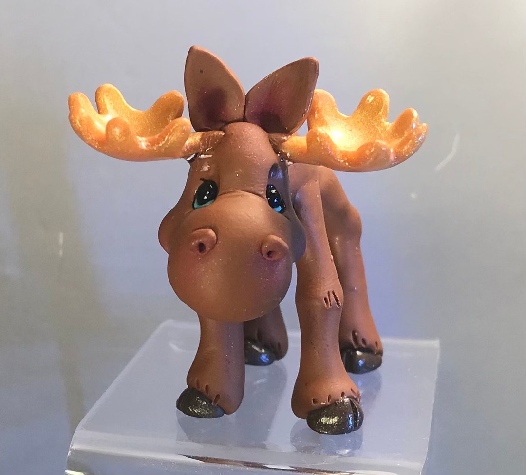 Moose Polymer Clay Animal Figurine Sculpted Clay Collectible OOAK Clay ...