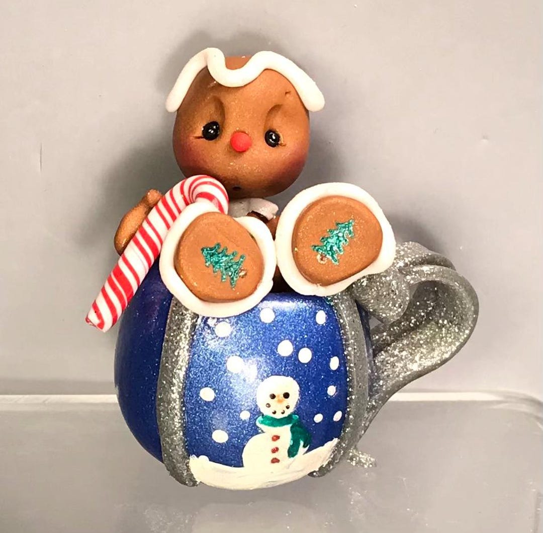 Gingerbread Man in Christmas Mug-christmas Gingerbread Boy-polymer Clay ...