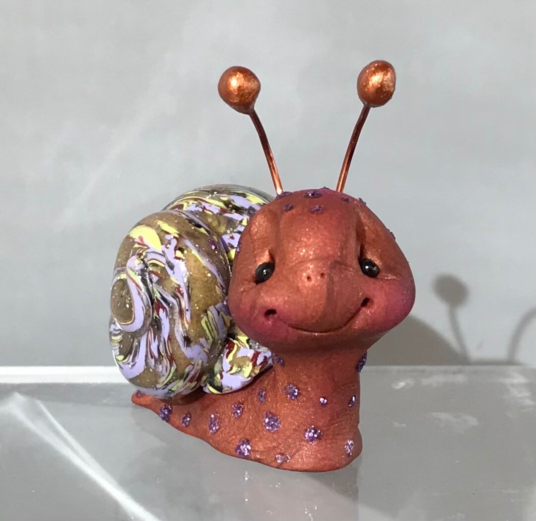 Snail Polymer Clay Snail Figurine Sculpted Clay Keepsake OOAK Miniature ...