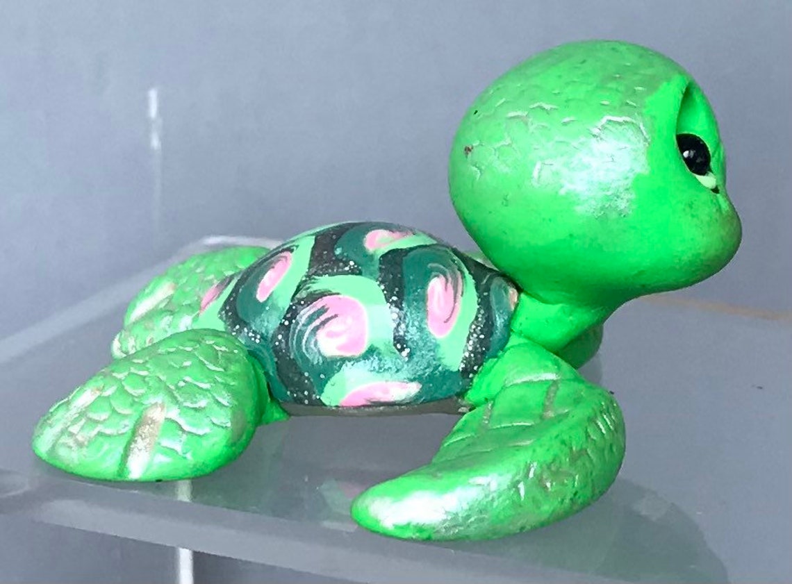 Turtle Sea Turtle Whimsical Polymer Clay Tortoise - Etsy