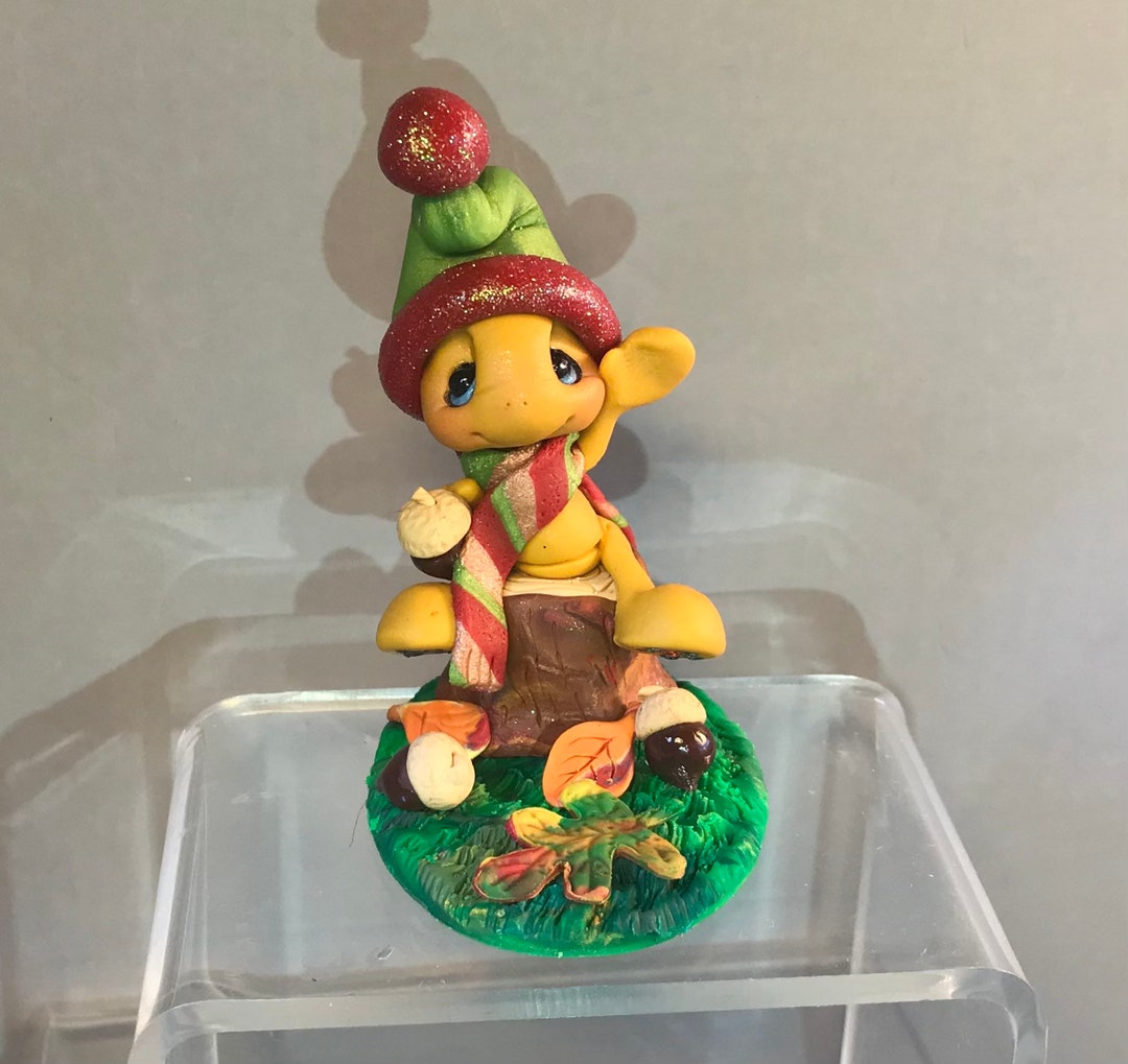 Ant in Toboggan & Scarf on Tree Stump whimsical Polymer Clay - Etsy