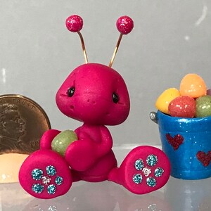 Ant Sitting W/ Pail of Gumdrops Whimsical Polymer Clay Insect Figure ...