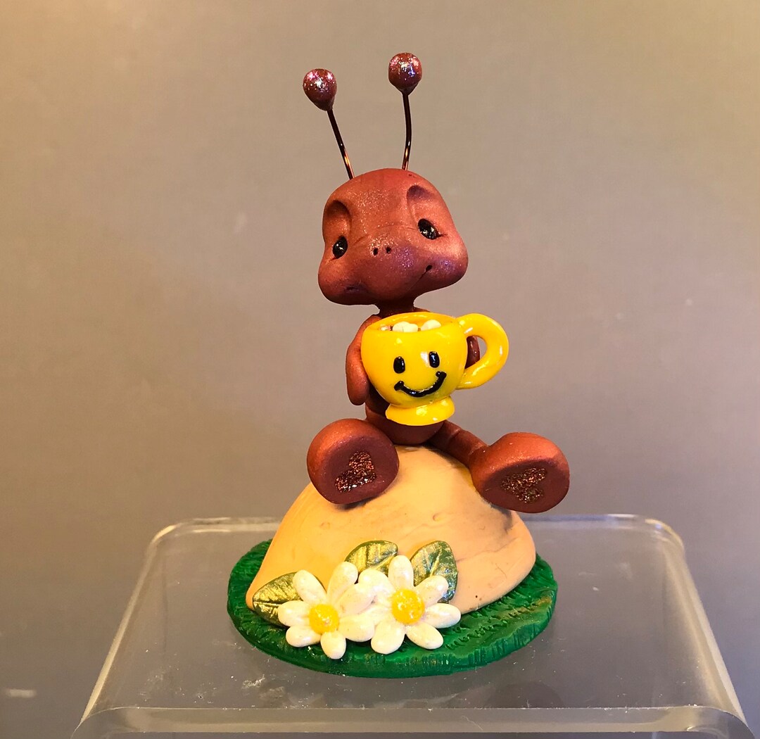 Ant W/ Hot Chocolate Whimsical Polymer Clay Insect Figurines-sculpted ...