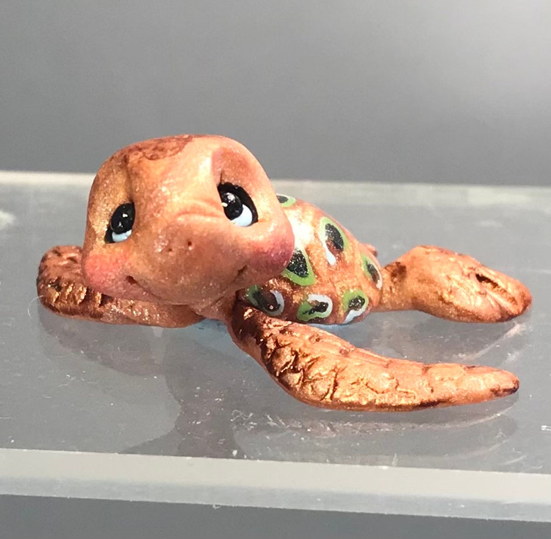 Turtle TINY Sea Turtle-whimsical Polymer Clay Tortoise Collectible ...