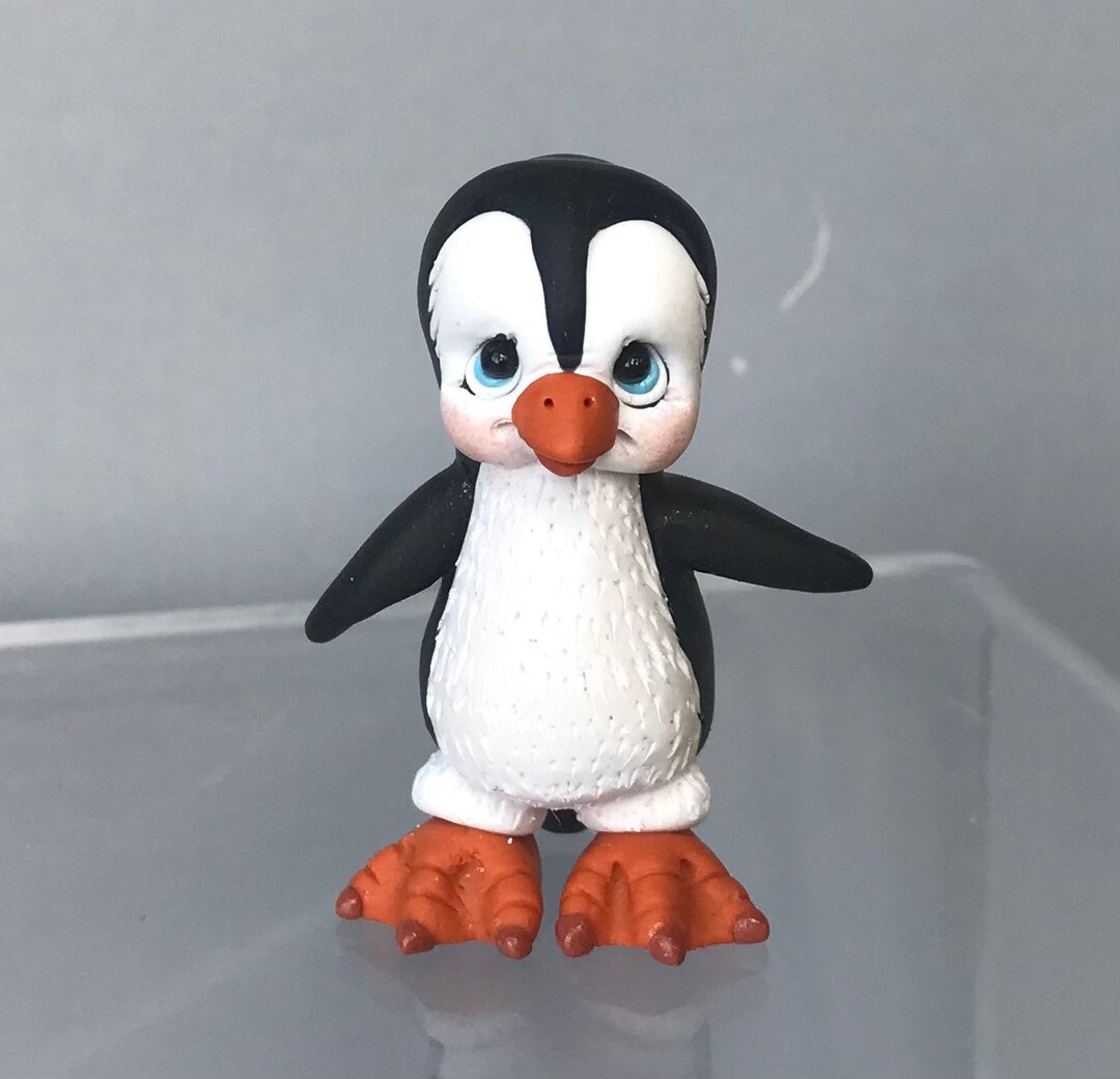 Penguin Polymer Clay Arctic Animal Figure Sculpted Bird Figurine ...