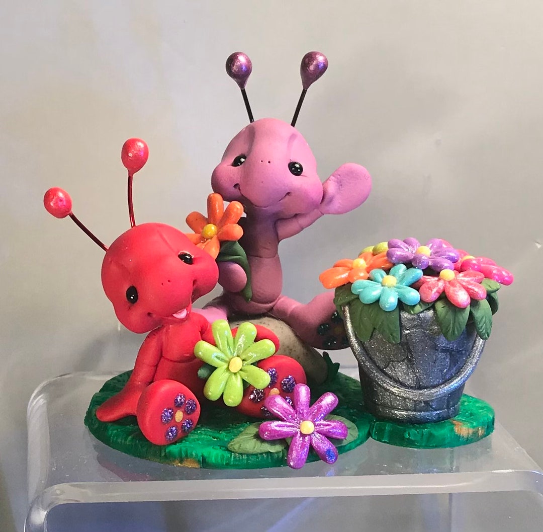 Ants W/ Pail of Flowers-polymer Clay Insect Figure-sculpted Bug ...