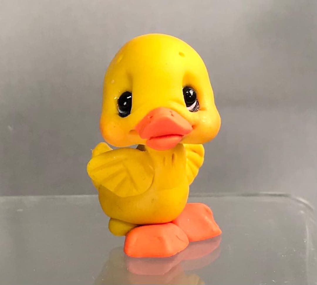 Bird - Yellow Duckling-polymer Clay Duck Figurine-sculpted Clay Figure ...