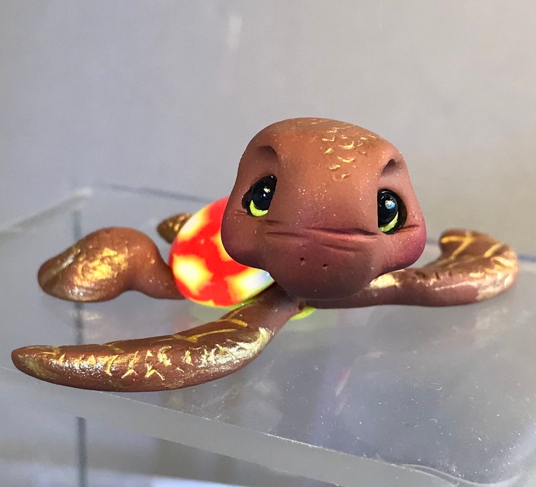 Turtle - Sea Turtle-whimsical Polymer Clay Tortoise Collectible ...