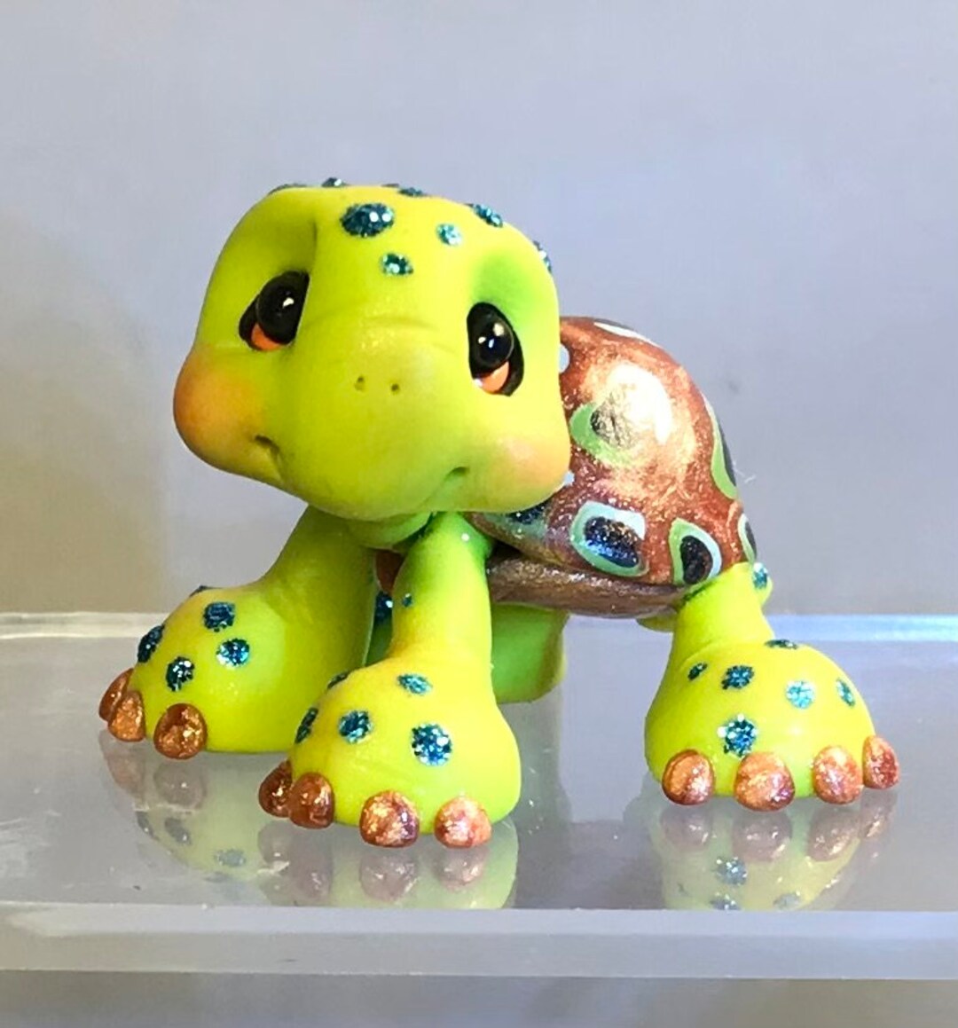 Turtle Whimsical Polymer Clay Tortoise Collectible Sculpted Clay Turtle ...