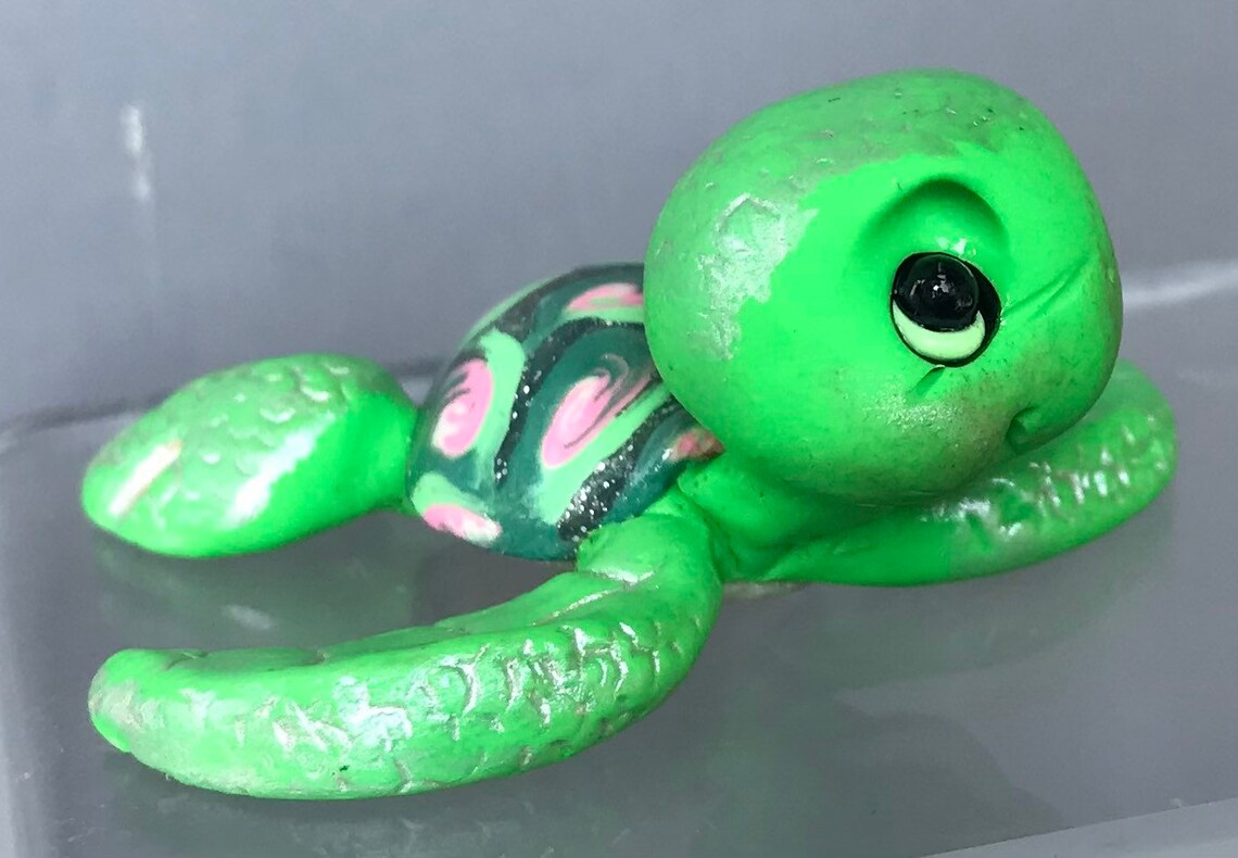 Turtle Sea Turtle Whimsical Polymer Clay Tortoise - Etsy