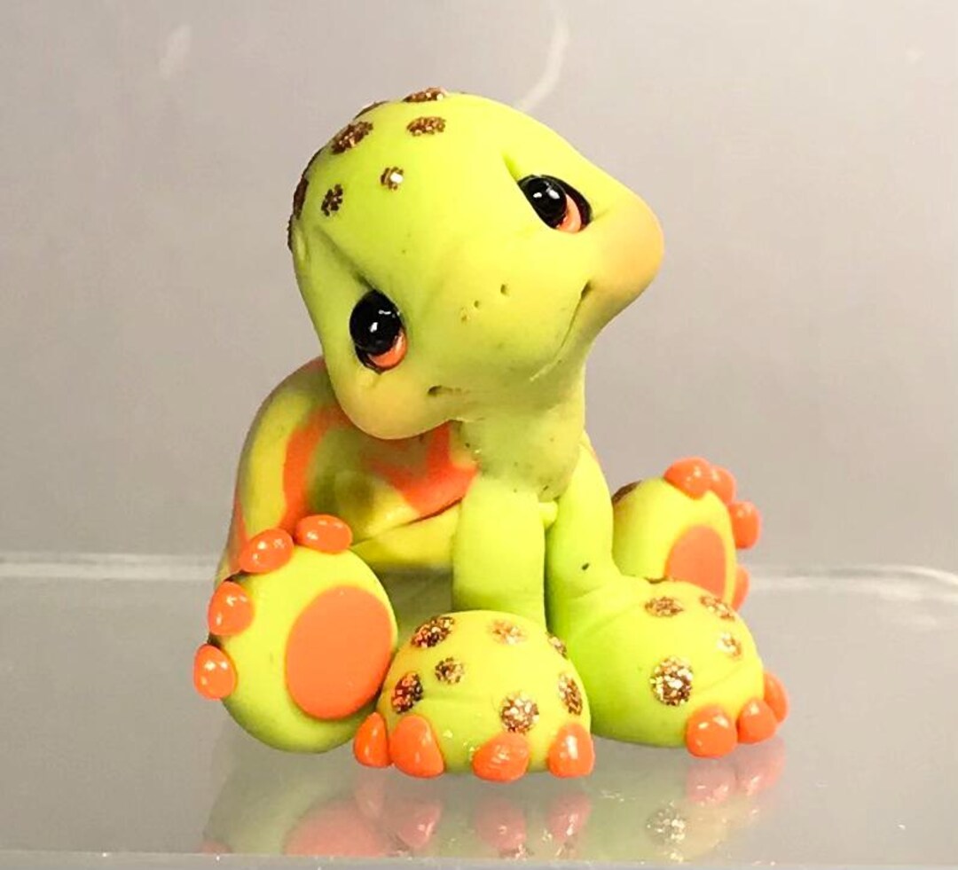 Turtle - Polymer Clay Turtle Figure - Sculpted Clay Pond Critter ...