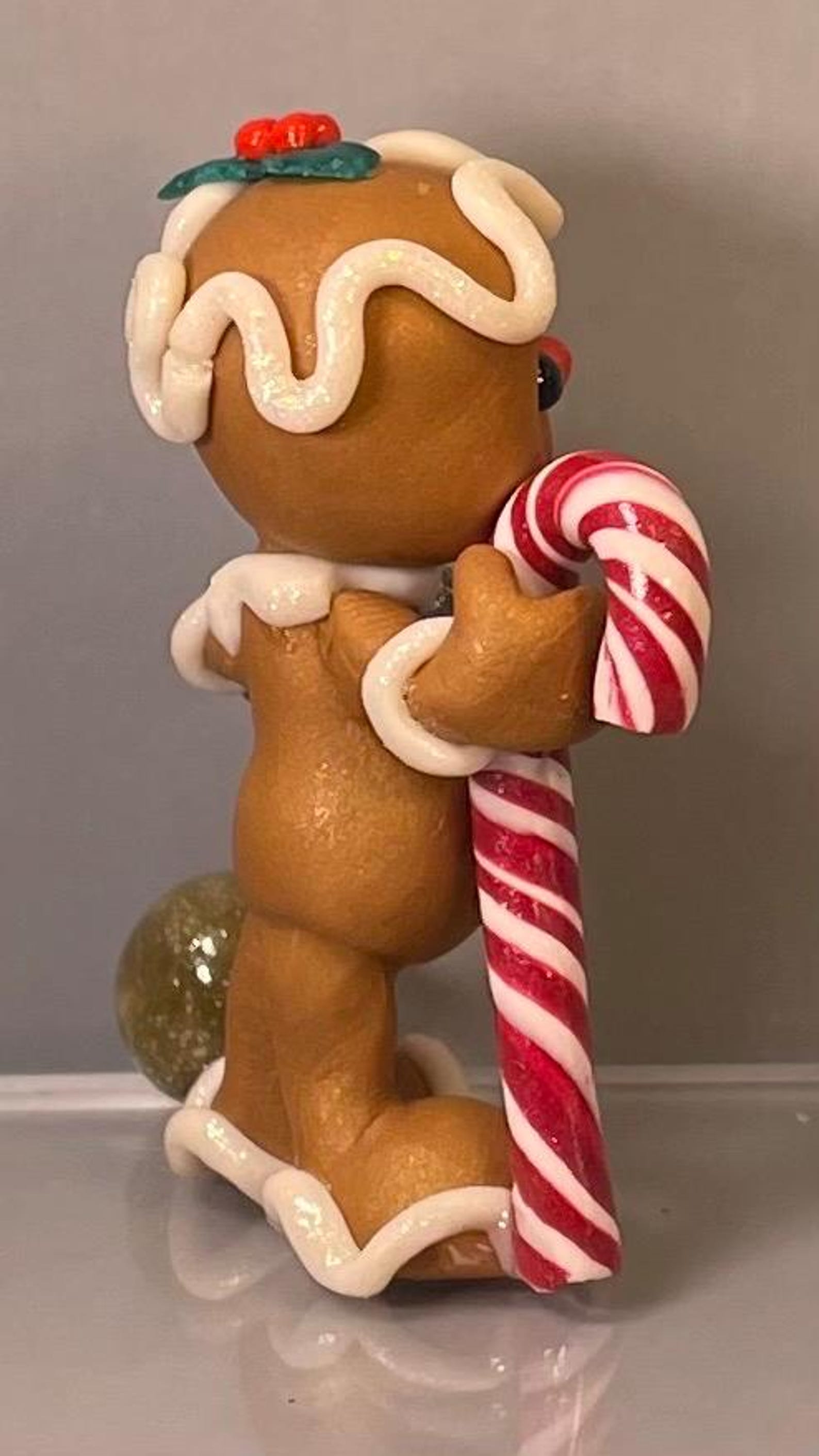 Gingerbread Boy W/ Candy Cane & Christmas Ornaments-handmade Polymer ...