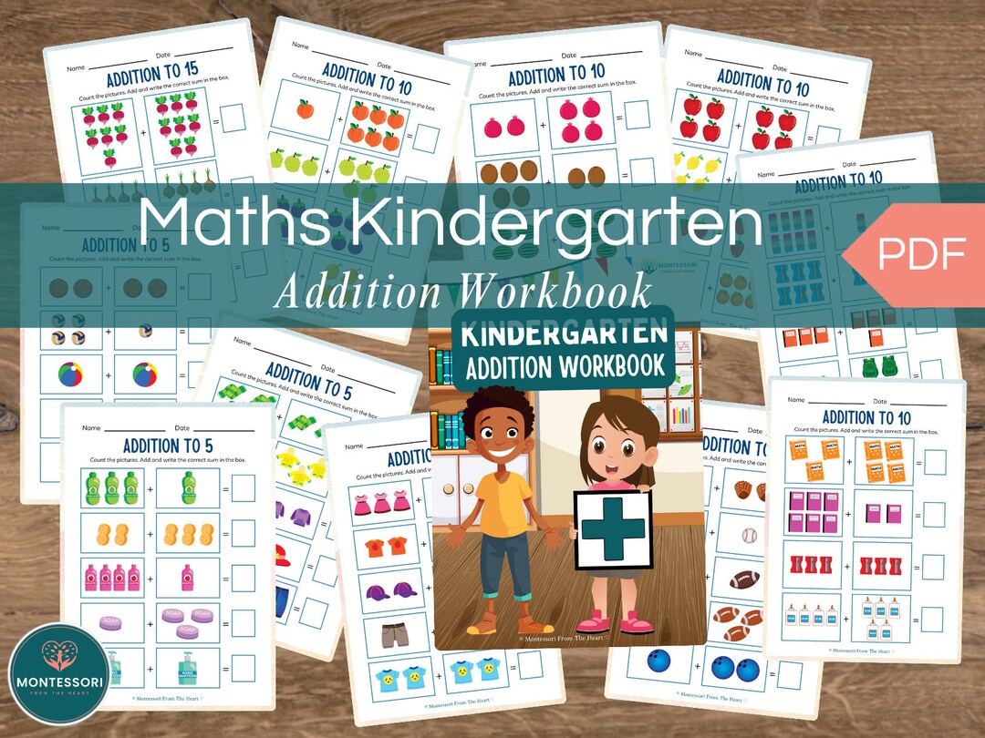 Maths Kindergarten Printable Kids Activity 21-page Addition Work Book ...