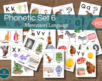Montessori Language Phonetic Set 1 Watercolor Cards Sound Games I SPY ...