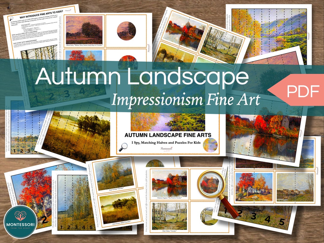 Autumn Landscape Impressionism Fine Art, Montessori Spy Matching Halves ...