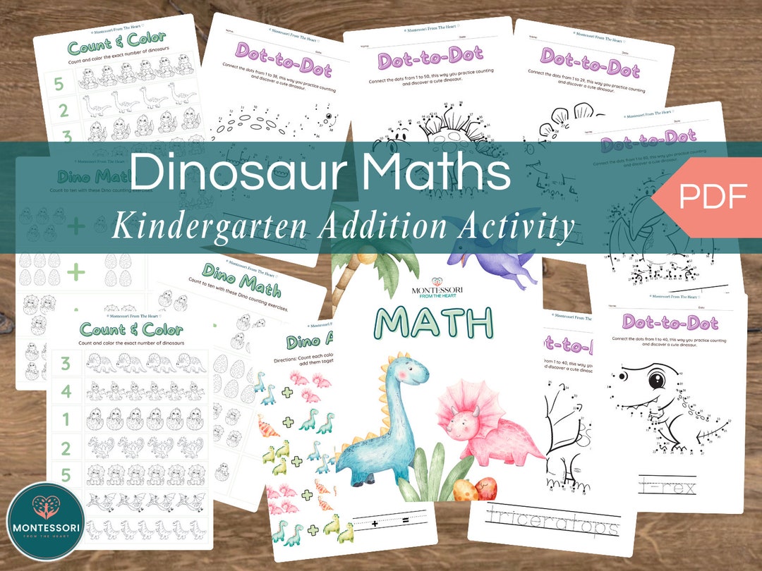 Dinosaur Maths Kindergarten Printable Kids Activity - 13 Pages ...