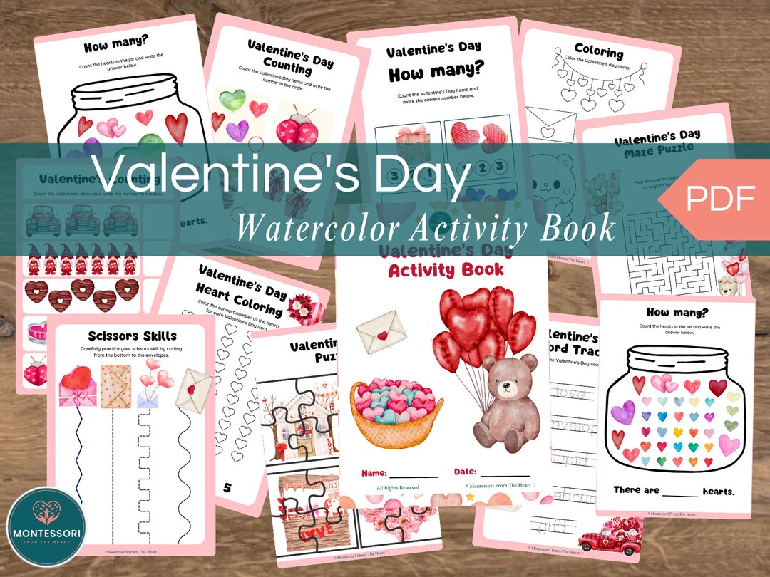 Valentine's Day Preschool Printable Kids Activity Cards Coloring 13 ...