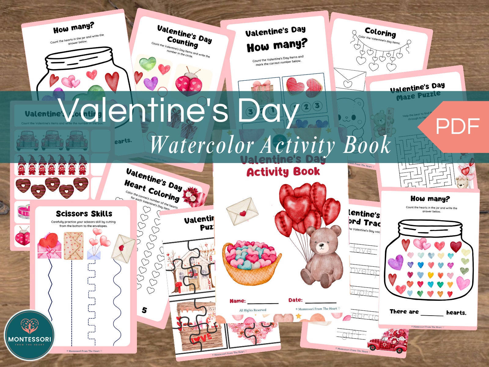 Valentine's Day Preschool Printable Kids Activity Cards Coloring 13 ...