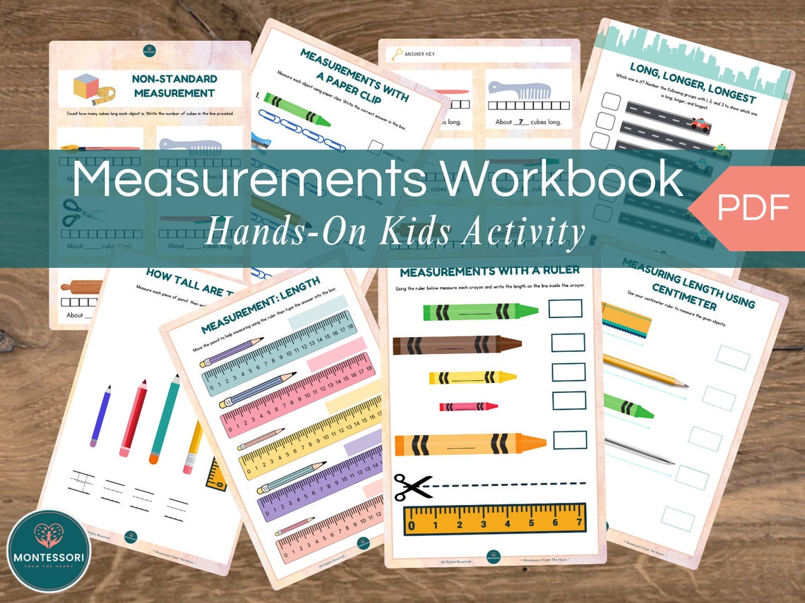 Measurements Math Preschool Printable Kids Activity 8-page Hands-on ...