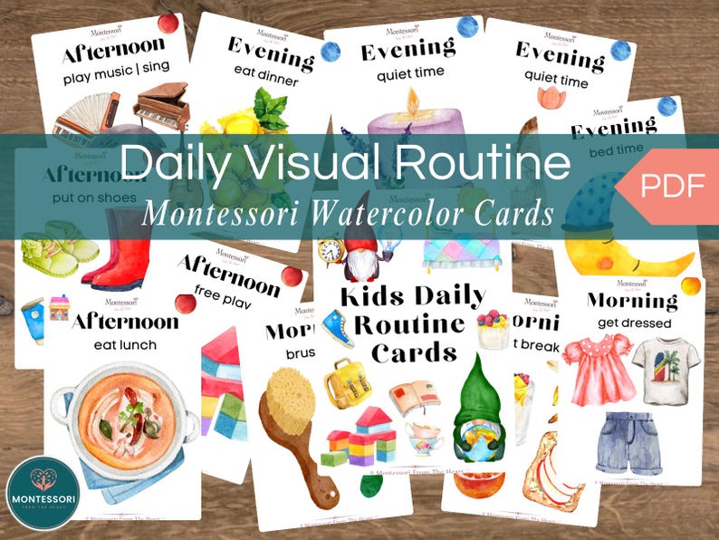 Montessori Daily Visual Routine for Kids, 49 Pages Homeschool ...