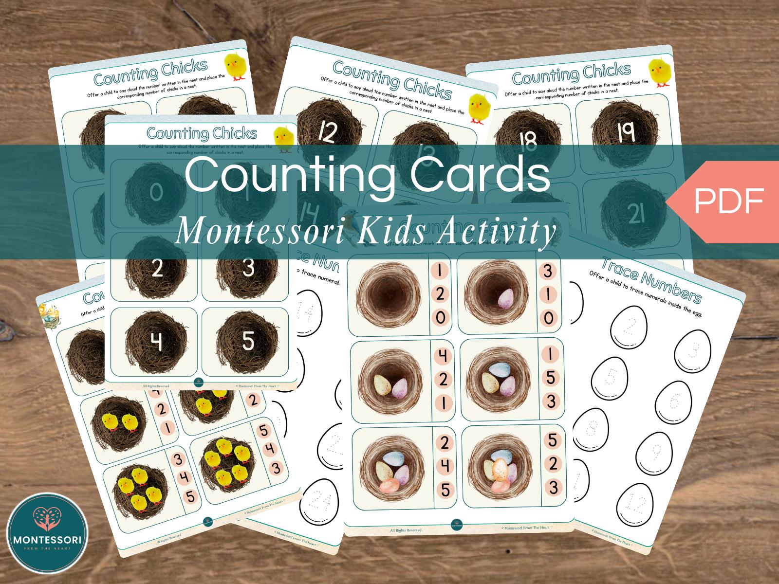 Montessori Math Preschool Printable Kids Activity, 8-pages, Counting ...