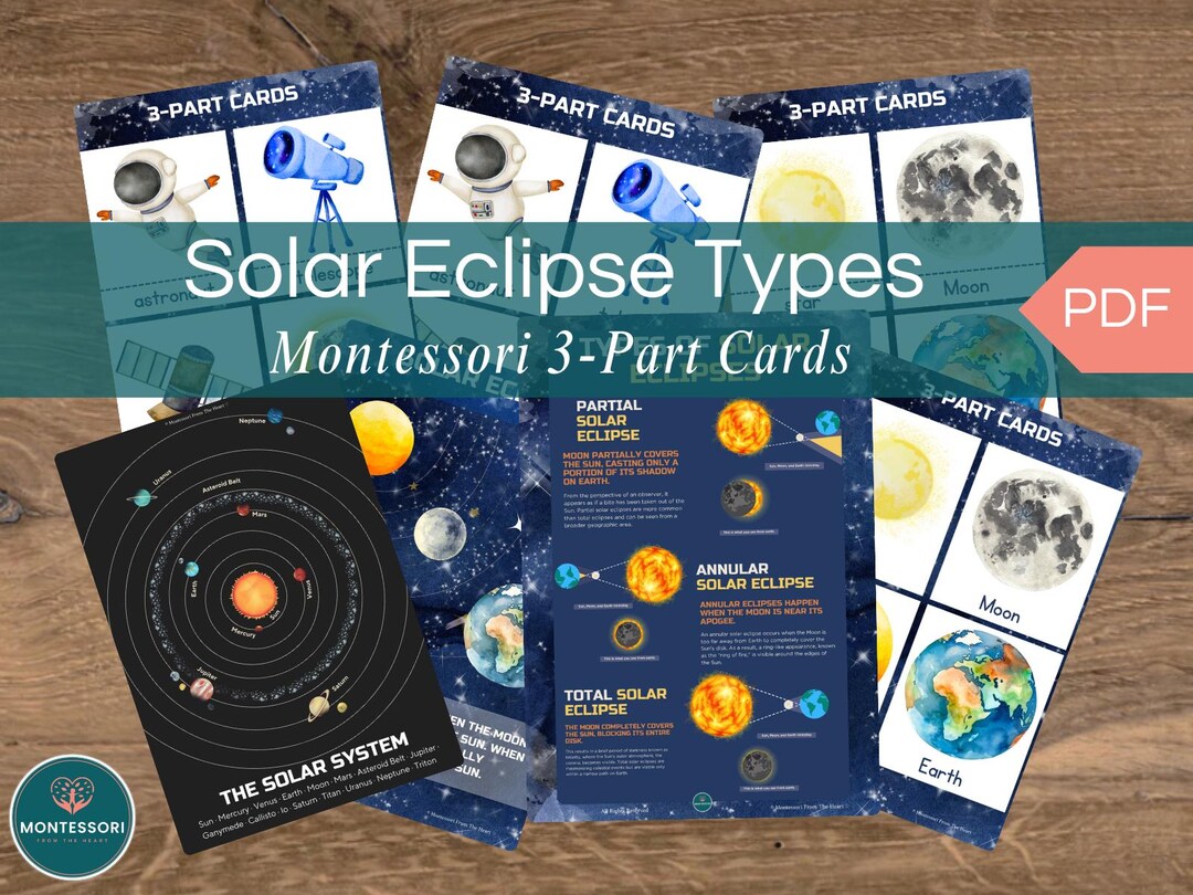 Montessori Solar Eclipse Educational Printable Kids Activity, 7-pages ...