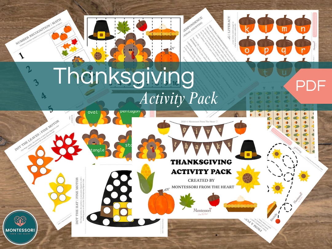 Thanksgiving Montessori Kids Activity Pack Hands-on Learning ...