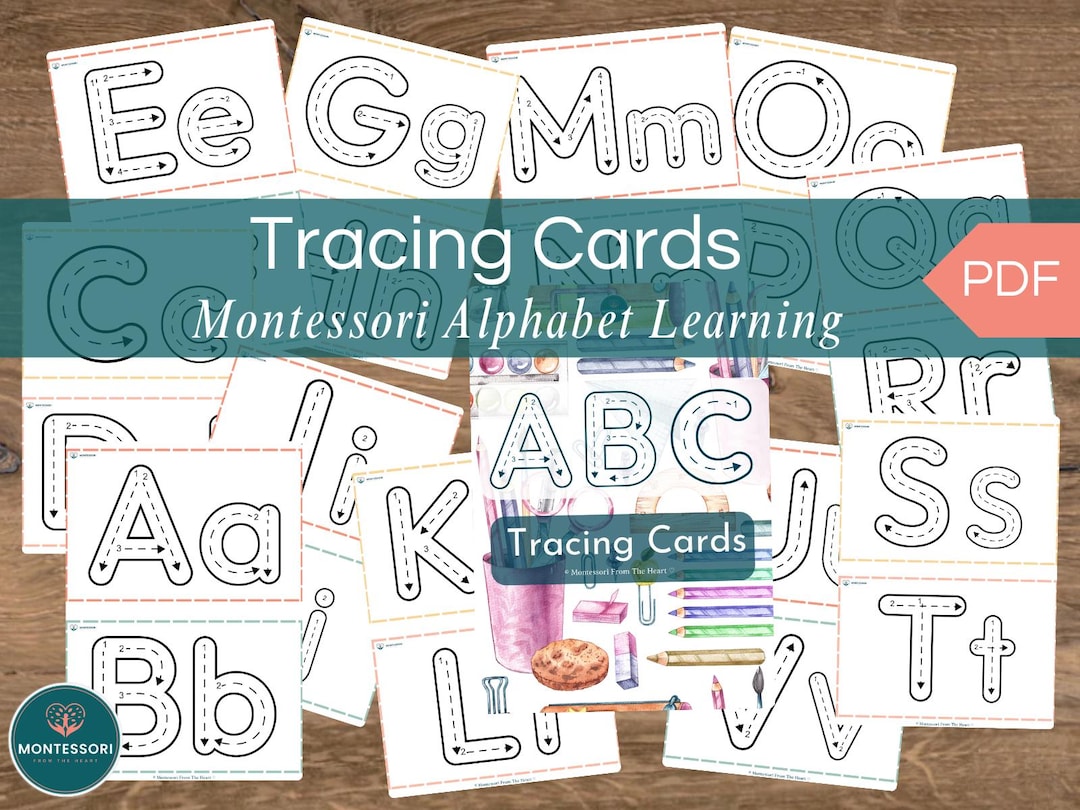 Montessori Alphabet Tracing Cards Preschool Printable Hands-on ...