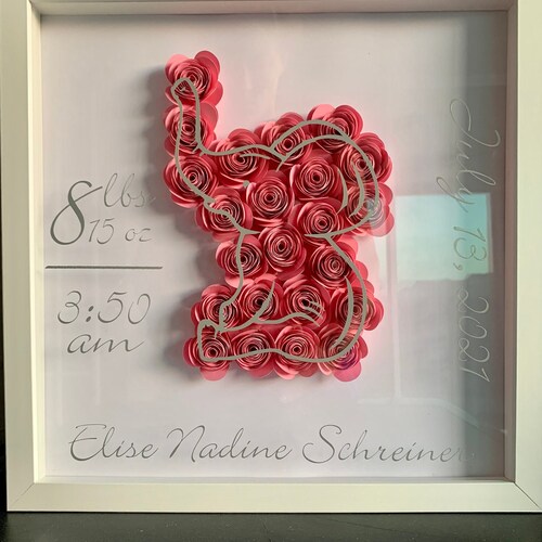 Stitch Paper Flower Shadow Box Wall Decor Flower Box - Etsy