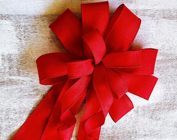 Red Velvet Bow for Tree Red Bow for Support Mailbox Red Bow - Etsy