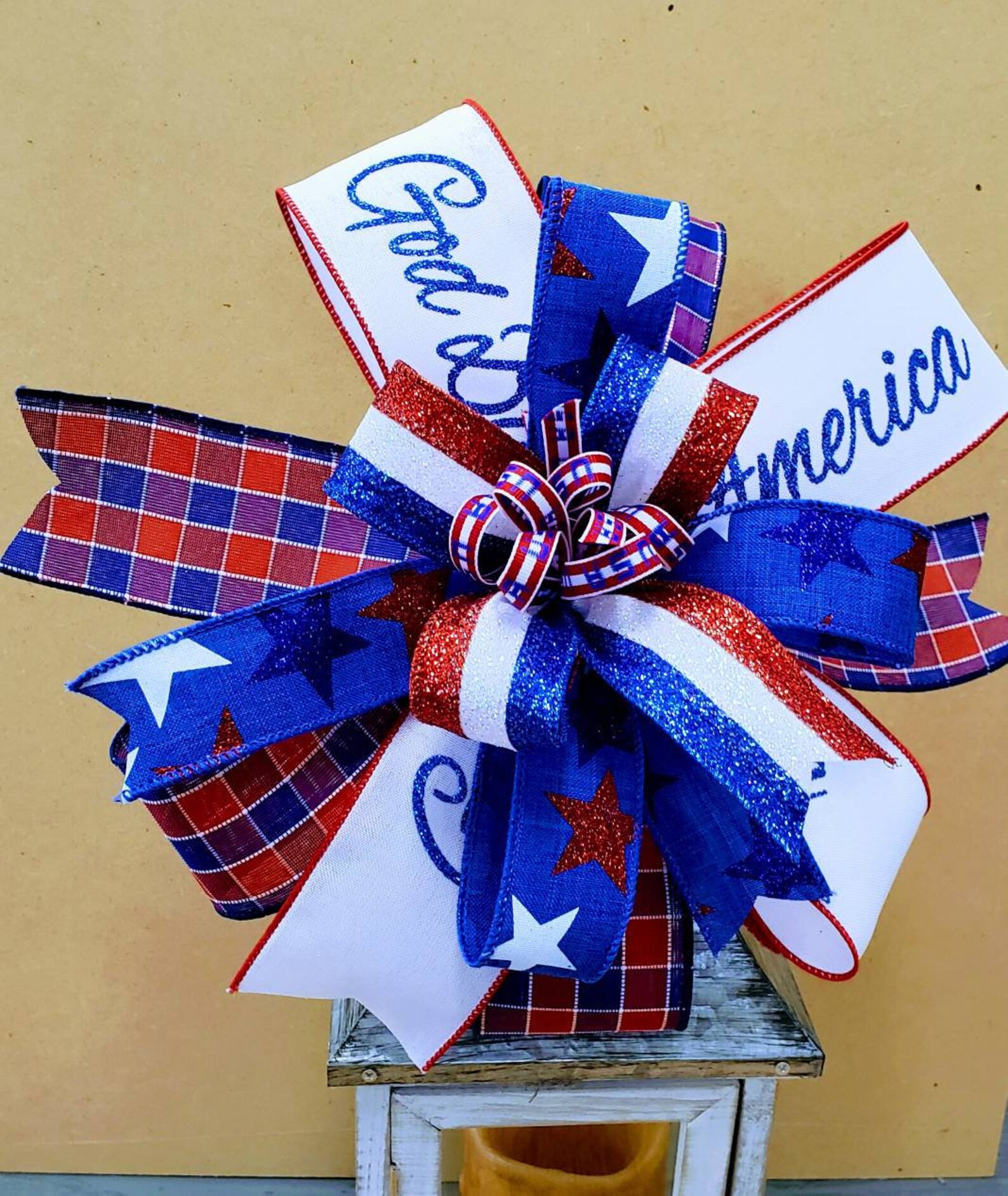 Bows Americana Stars and Stripes Bow Red White Blue Bow - Etsy