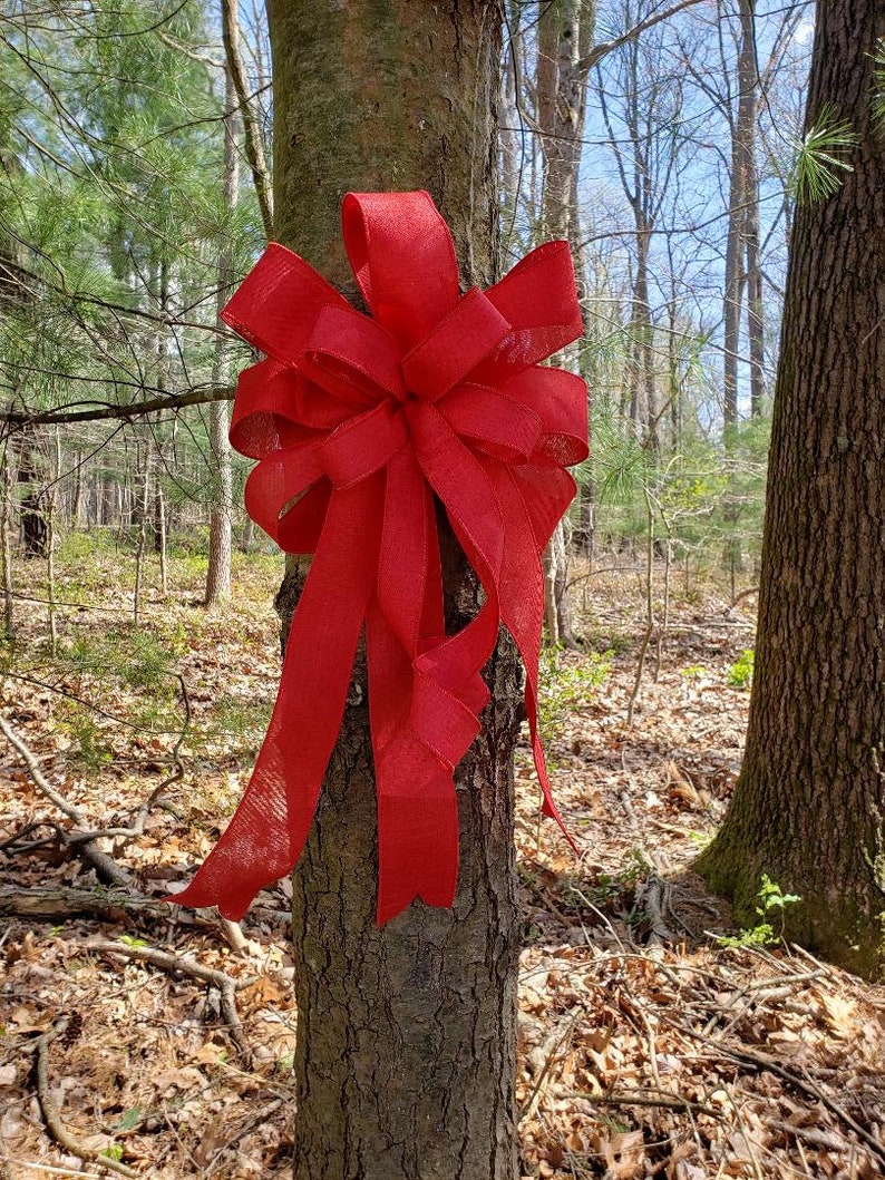Red Velvet Bow for Tree Red Bow for Support Mailbox Red Bow | Etsy