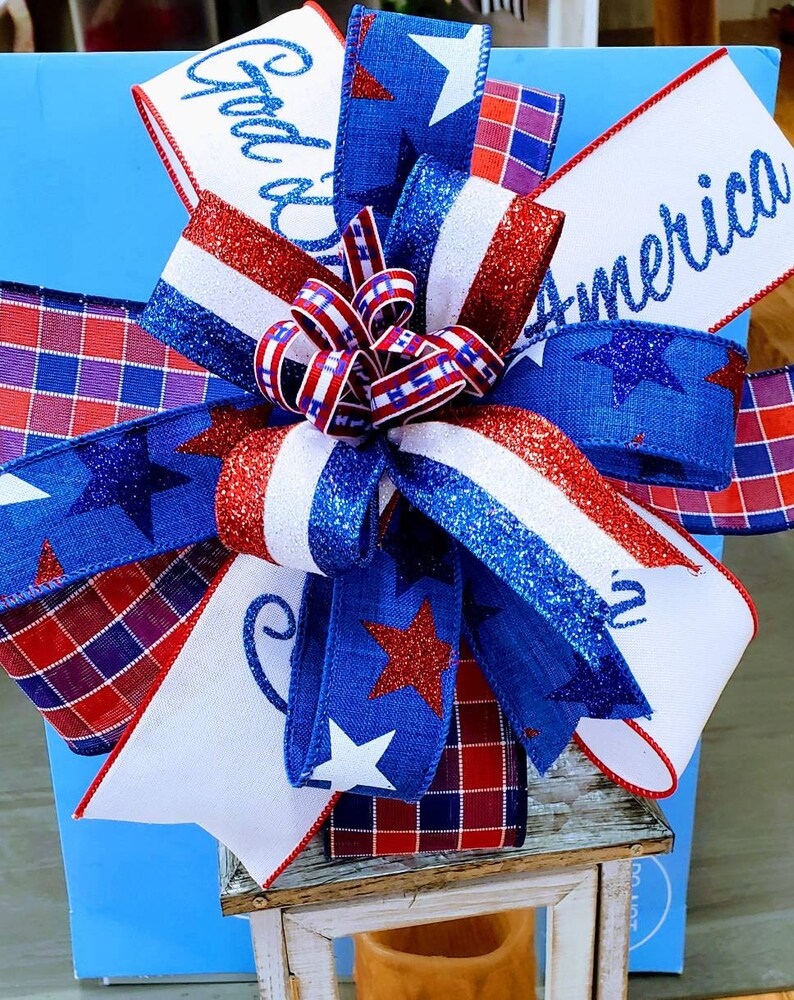 Bows Americana Stars and Stripes Bow Red White Blue Bow - Etsy