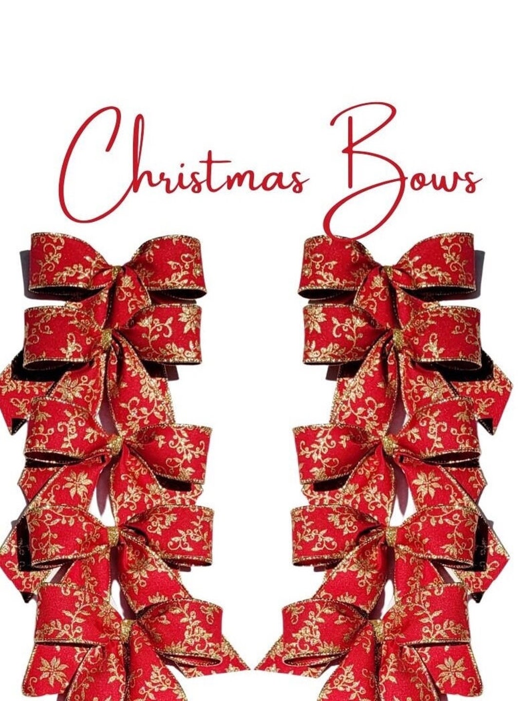 Set 10 Holiday Bows, Red Gold Bows, Christmas Bows for a Tree, 10 Small ...