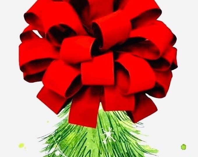 Christmas Tree Topper Bow, Red Velvet Tree Bow, Red Bow Support, Large ...