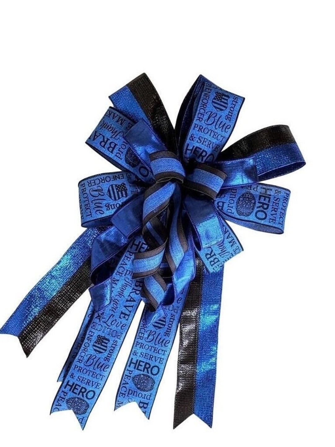 Police Bow, Law Enforcement Bow, Thin Blue Line Wreath, Police ...