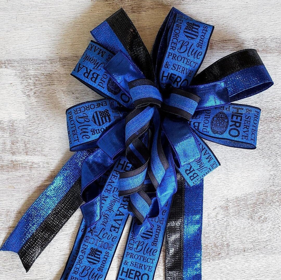 Police Bow Law Enforcement Bow Thin Blue Line Wreath Police | Etsy