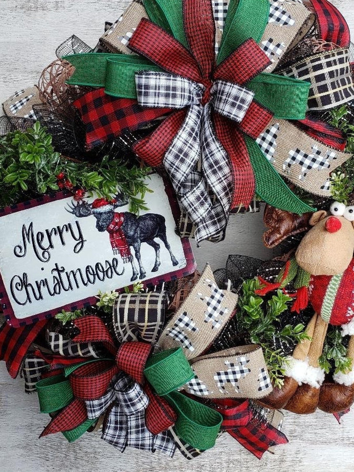 Welcome Moose Wreath Christmas Wreath for Mantle Rustic - Etsy