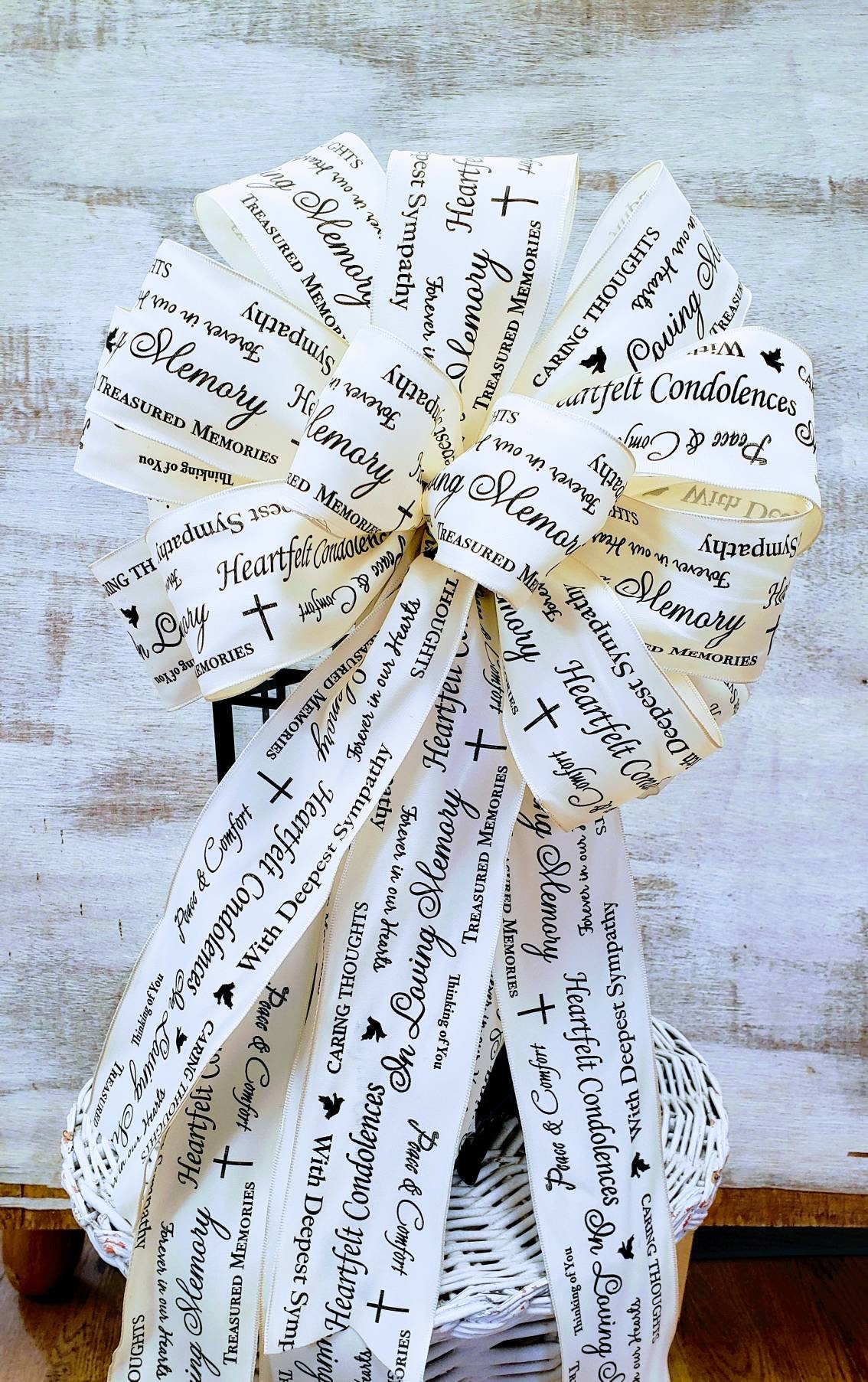 Church In Loving Memory Bow Large white Dove Bow Cemetery | Etsy