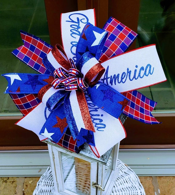 Bows Americana Stars and Stripes Bow Red White Blue Bow - Etsy