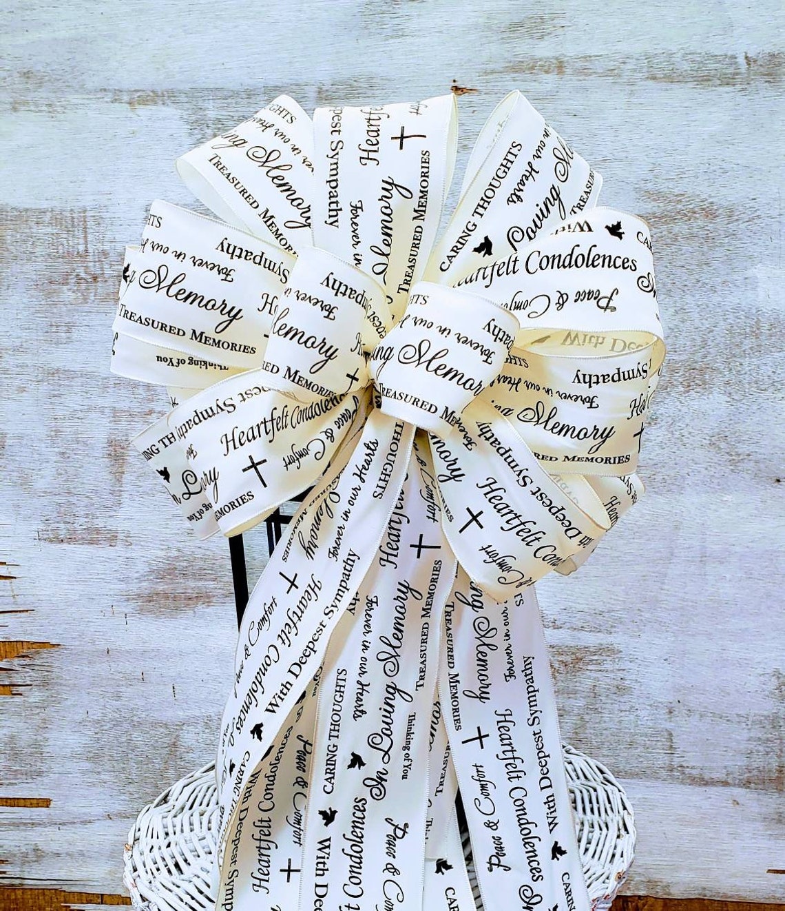 Church in Loving Memory Bow Large White Dove Bow Cemetery | Etsy