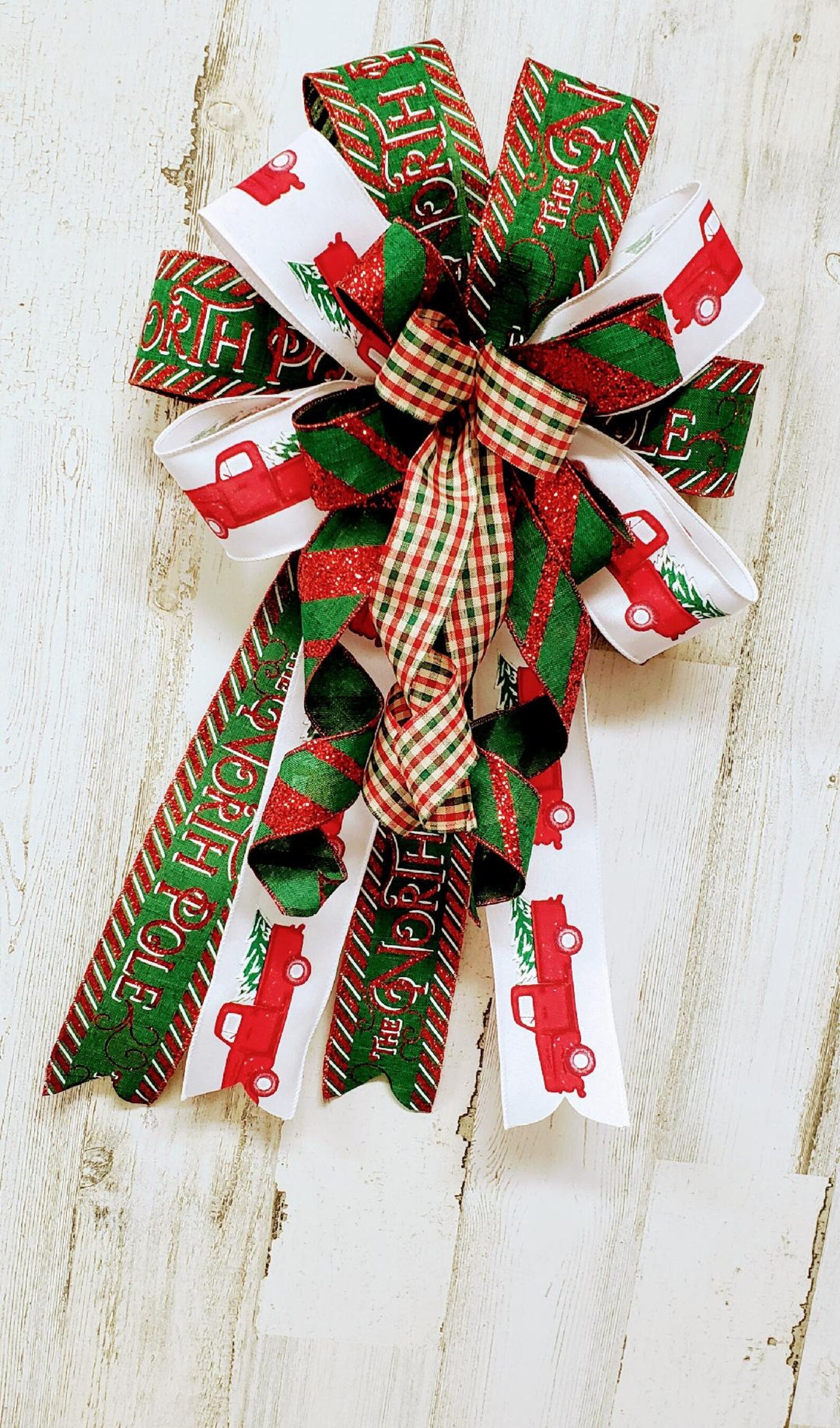 Large Christmas Tree Bow Mailbox Bow Holiday Tree Topper - Etsy