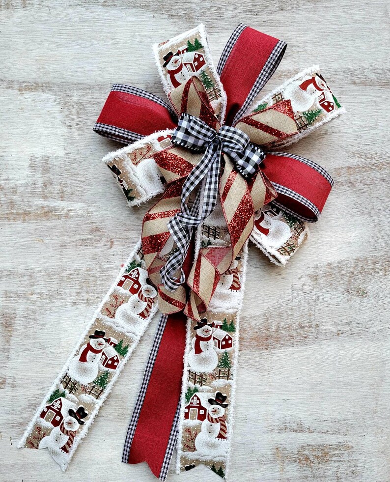 Southern Snowman Bow Farmhouse Country Bow Rustic Barn - Etsy