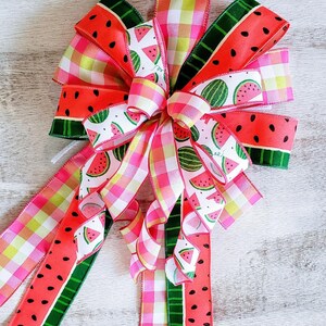 Spring Summer Bow, Wreath Watermelon Bow, Gift Bow, Mailbox Bow ...