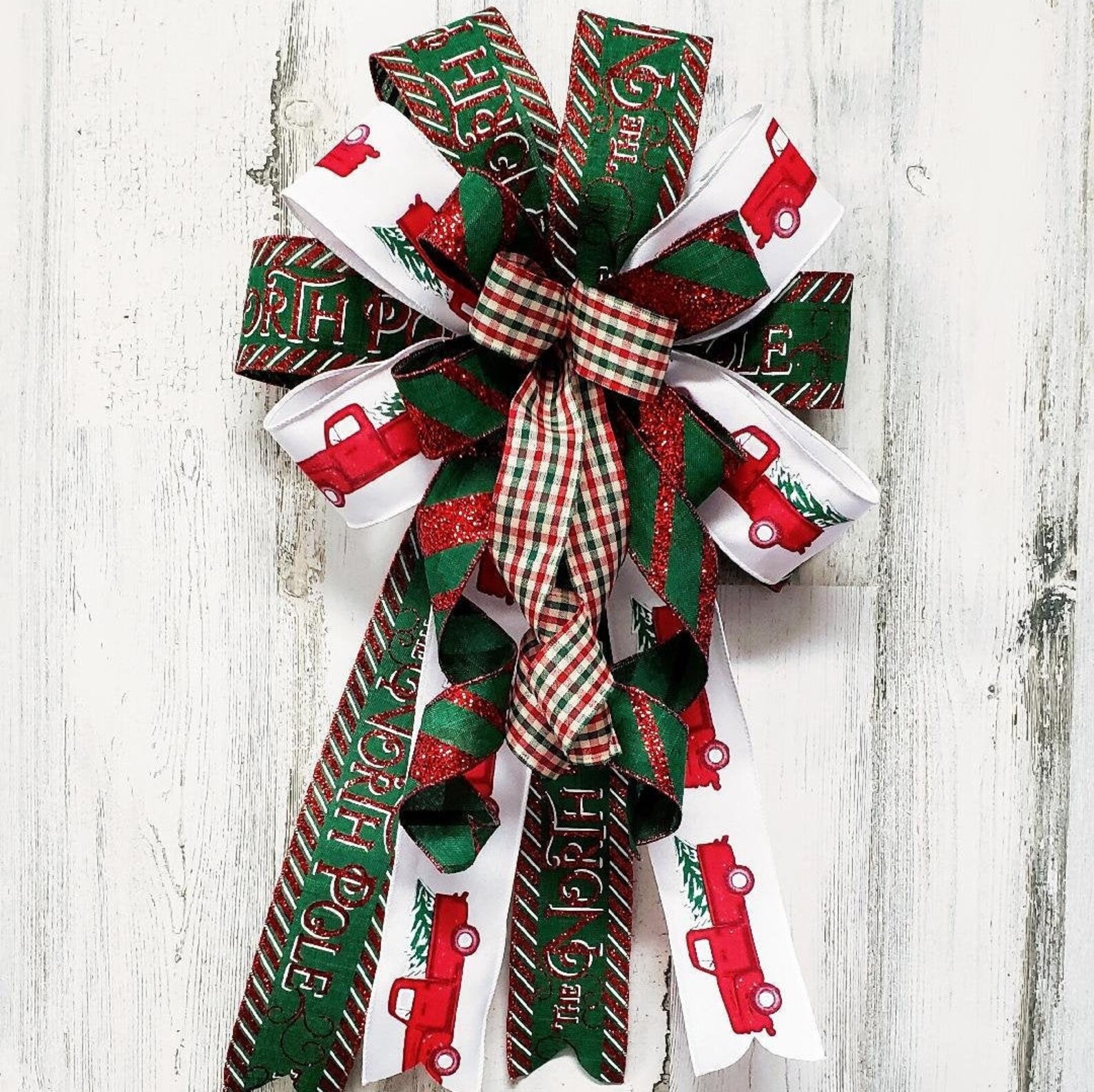 Large Christmas Tree Bow Mailbox Bow Holiday Tree Topper - Etsy