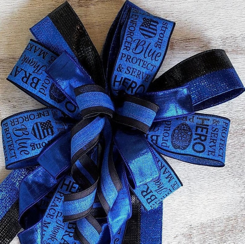 Police Bow Law Enforcement Bow Thin Blue Line Wreath Police | Etsy