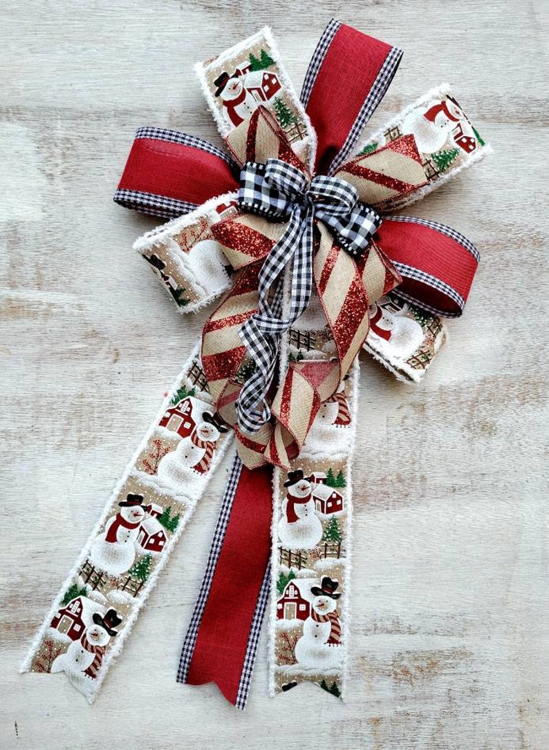 Southern Snowman Bow Farmhouse Country Bow Rustic Barn - Etsy